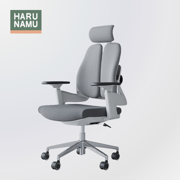 CLODIUS Grey Split Back Ergonomic Chair - Harunamu