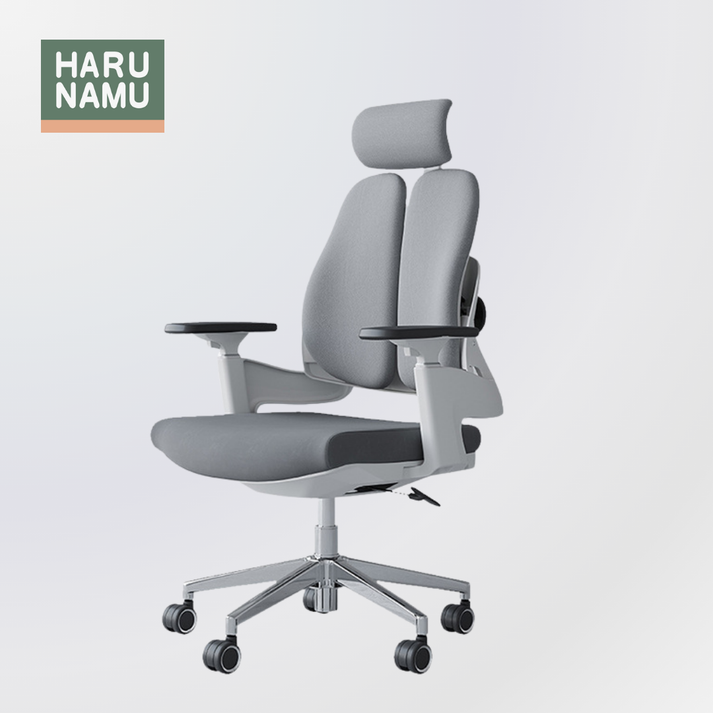 CLODIUS Grey Split Back Ergonomic Chair - Harunamu