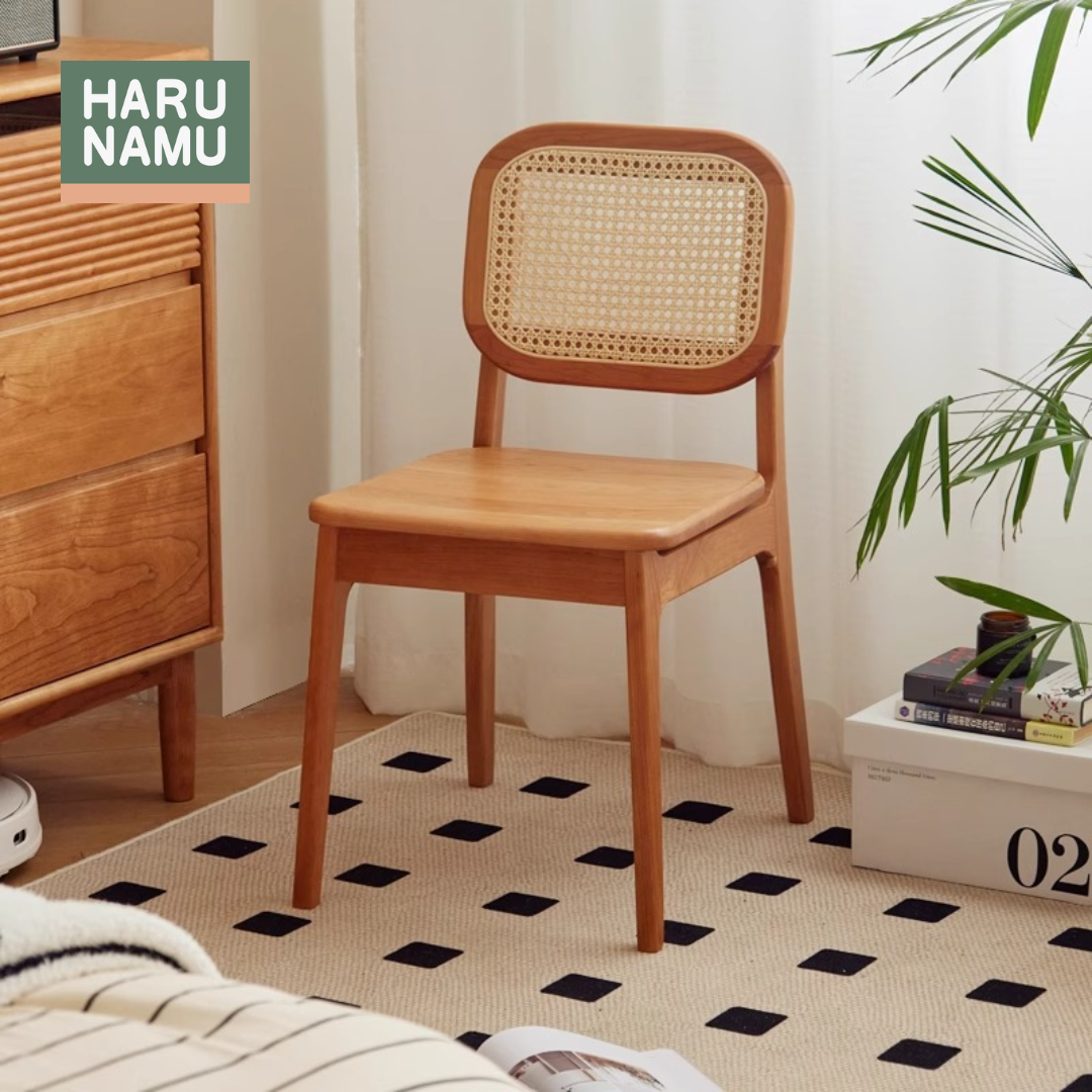 KUTSUROGU Solid Wood Rattan Chair - Harunamu