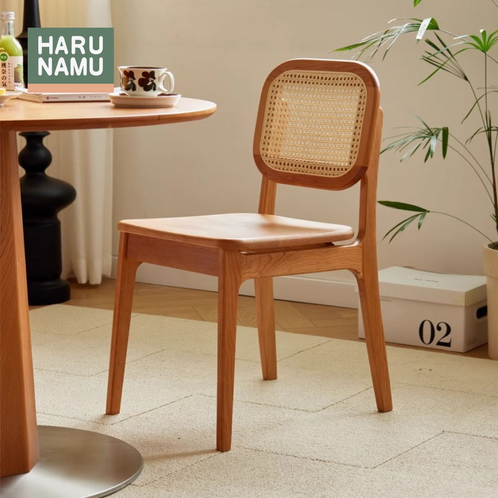 KUTSUROGU Solid Wood Rattan Chair - Harunamu